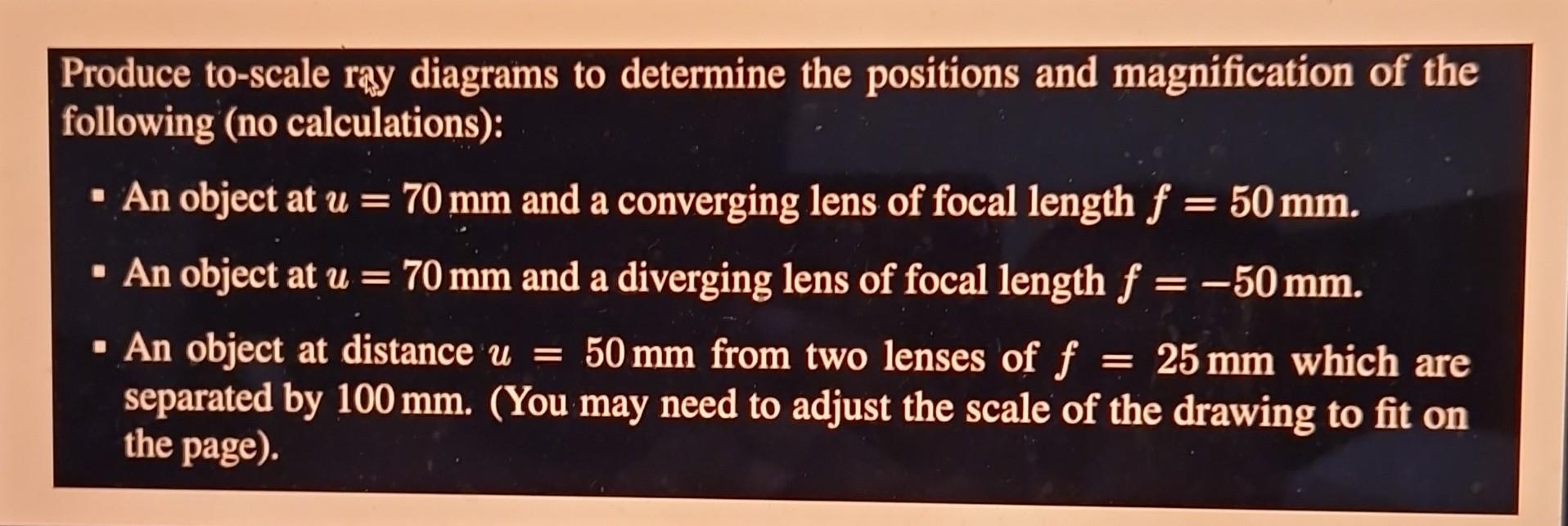 Solved Produce to-scale ray diagrams to determine the | Chegg.com