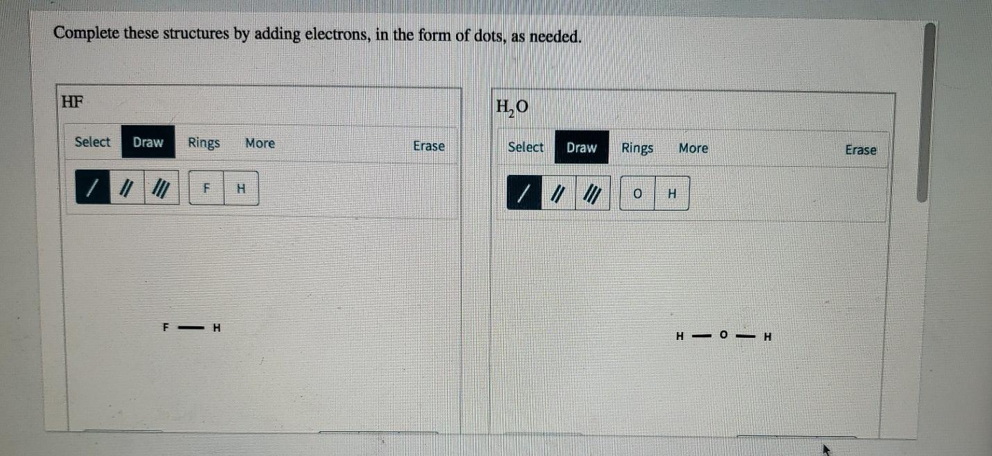 Solved Complete these structures by adding electrons, in the | Chegg.com