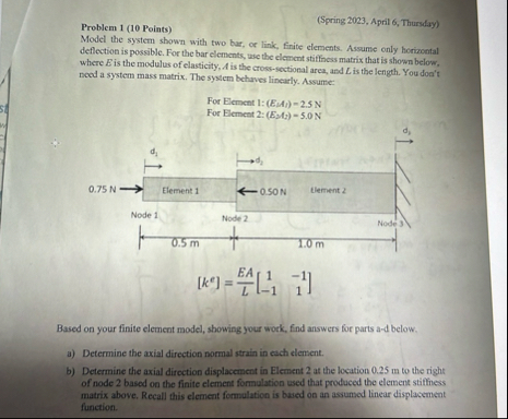 Problem 1 (10 ﻿Points)(Spring 2023, ﻿April 6, | Chegg.com