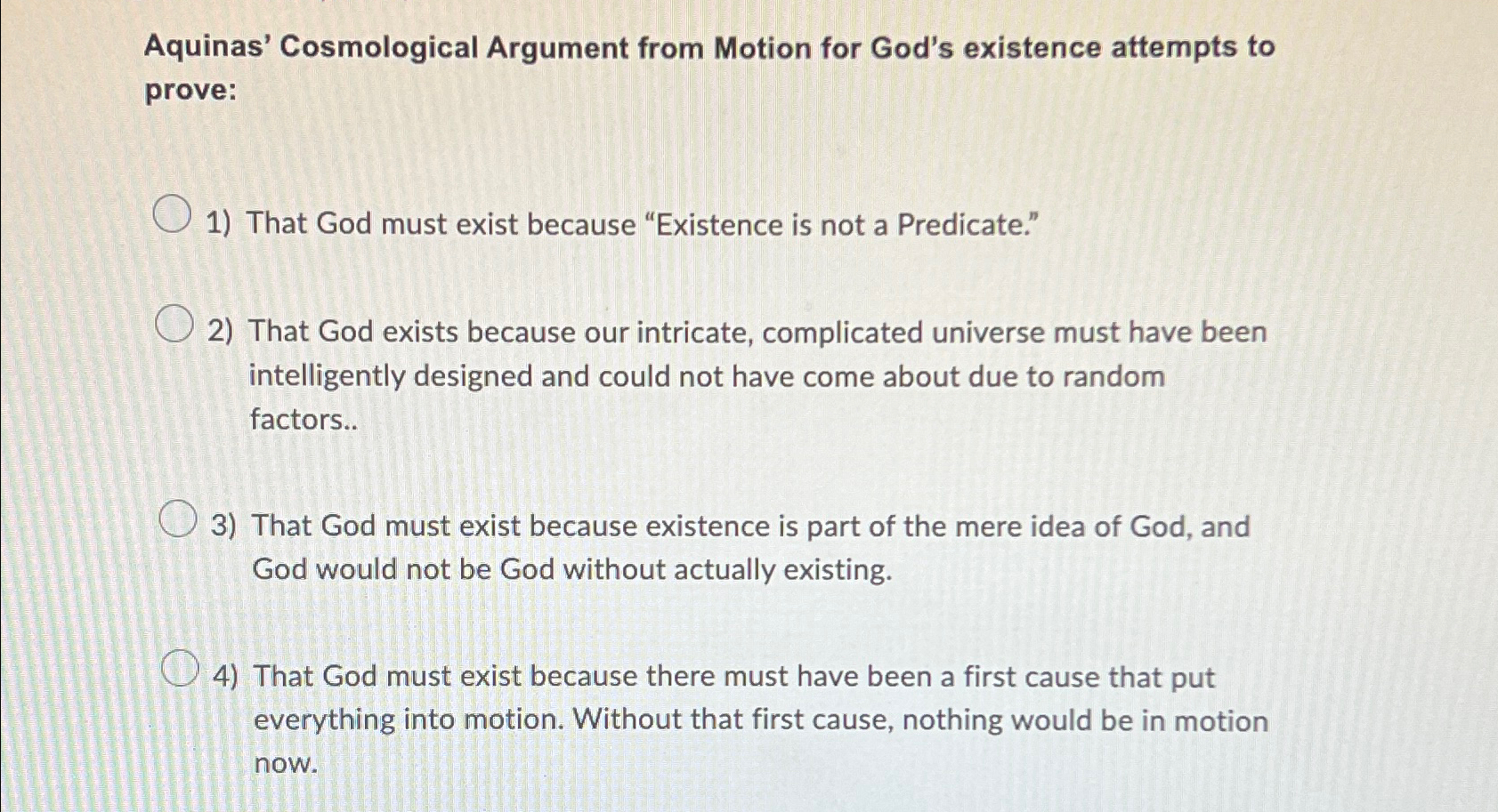 Solved Aquinas' Cosmological Argument from Motion for God's | Chegg.com