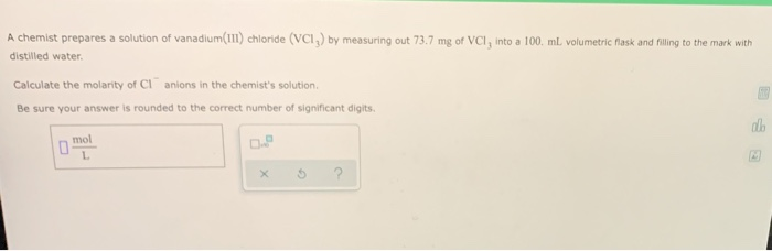 Solved A chemist prepares a solution of vanadium(III) | Chegg.com