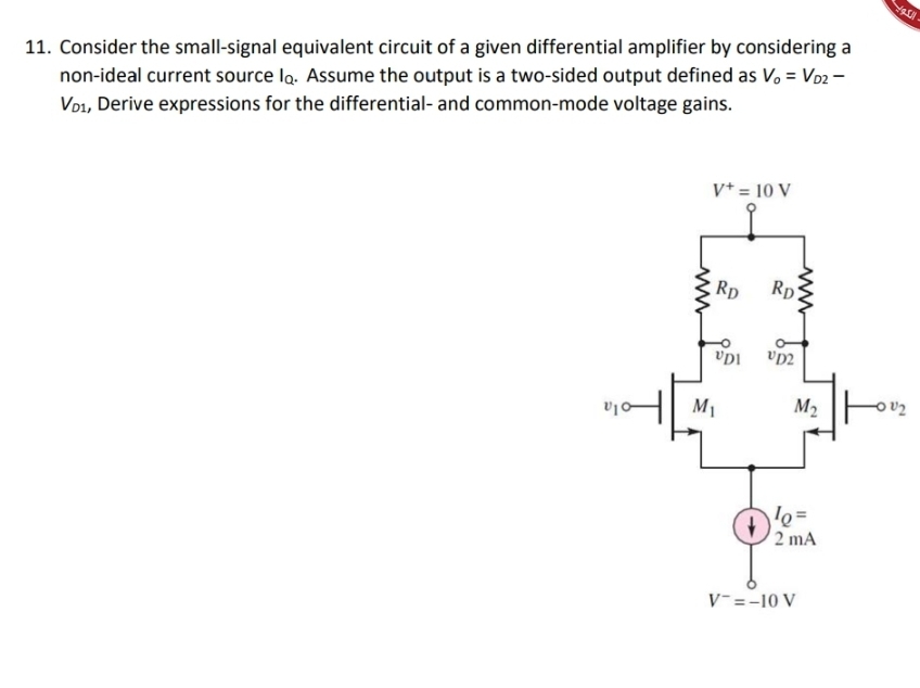 Solved Consider the small-signal equivalent circuit of a | Chegg.com