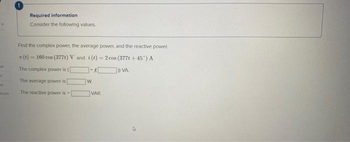 Solved Required informotion Consider the following values. | Chegg.com