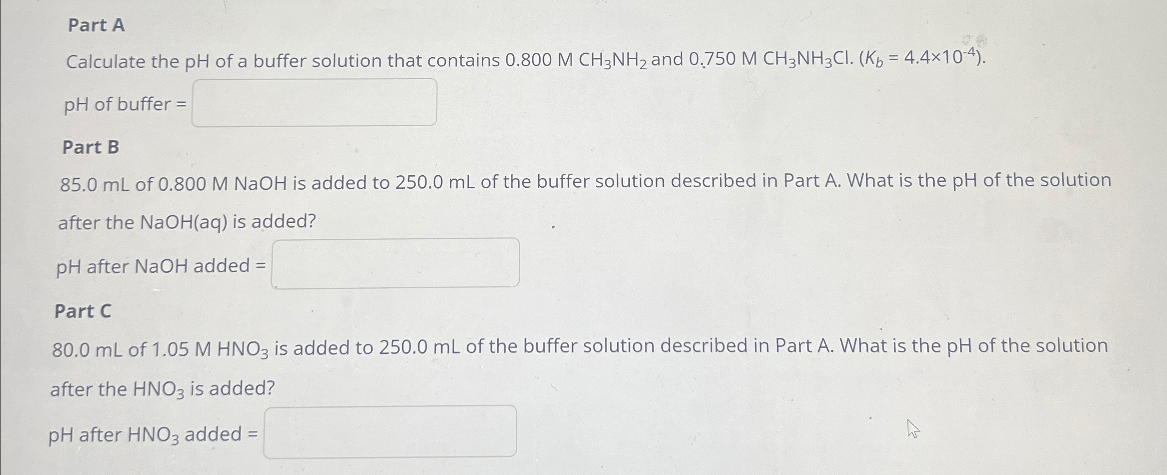 Solved Part ACalculate the pH ﻿of a buffer solution that | Chegg.com