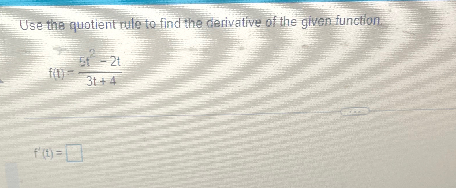 Solved Use the quotient rule to find the derivative of the | Chegg.com