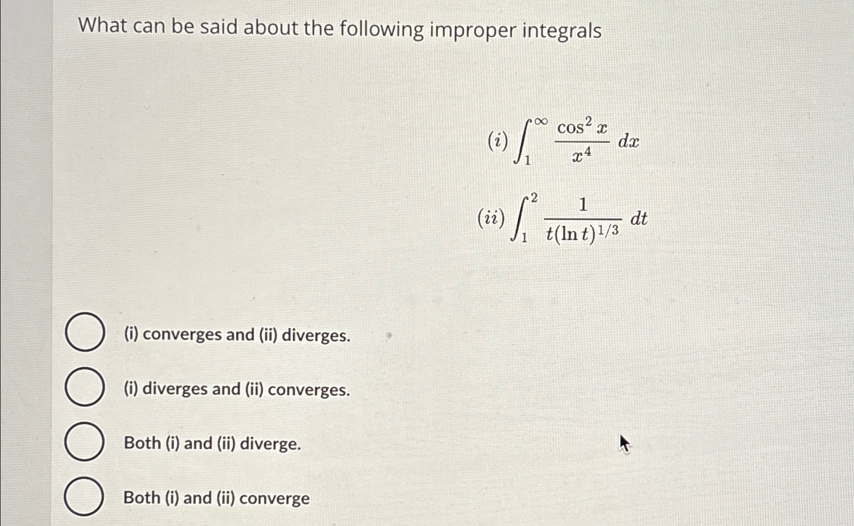 Solved What can be said about the following improper | Chegg.com