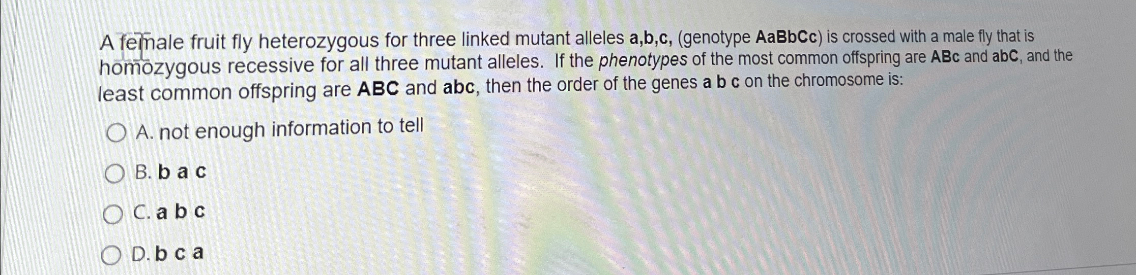 Solved A Fenale Fruit Fly Heterozygous For Three Linked 6082