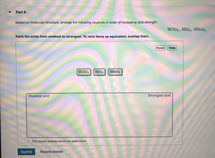 Solved Part A Based on molecular structure, arrange the | Chegg.com