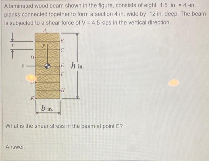 Solved A laminated wood beam shown in the figure, consists | Chegg.com