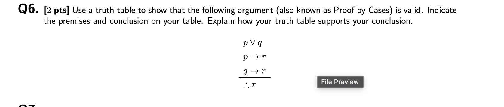 Solved Q6. [2 ﻿pts] ﻿Use a truth table to show that the | Chegg.com
