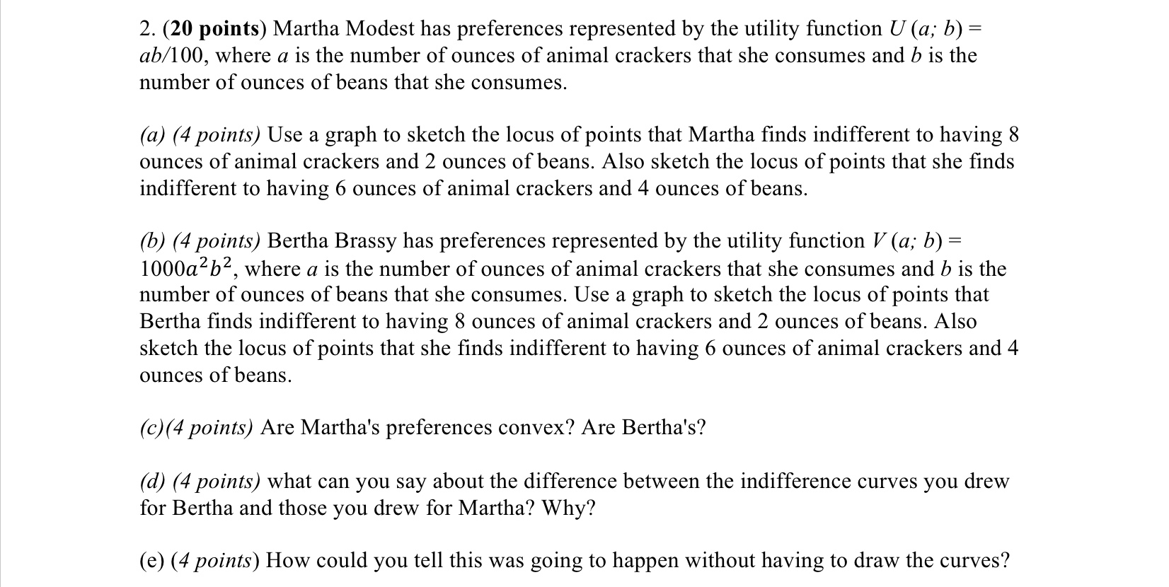 Solved 20 ﻿points ﻿martha Modest Has Preferences 7359