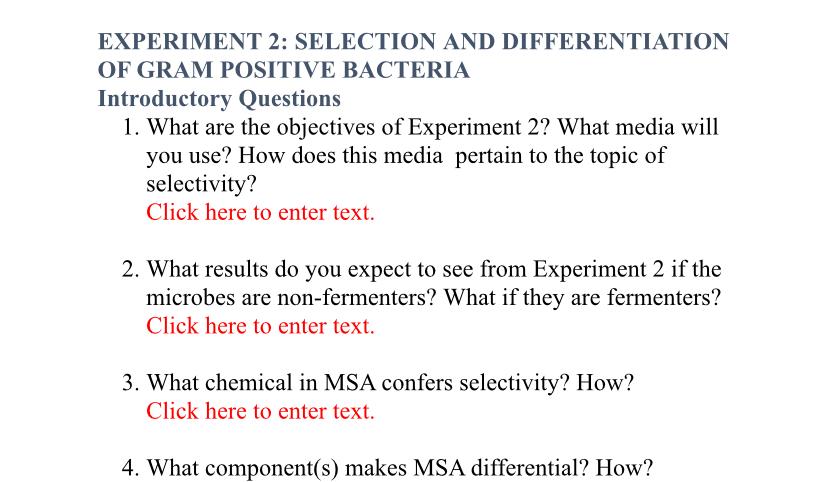 Solved EXPERIMENT 2: SELECTION AND DIFFERENTIATION OF GRAM | Chegg.com