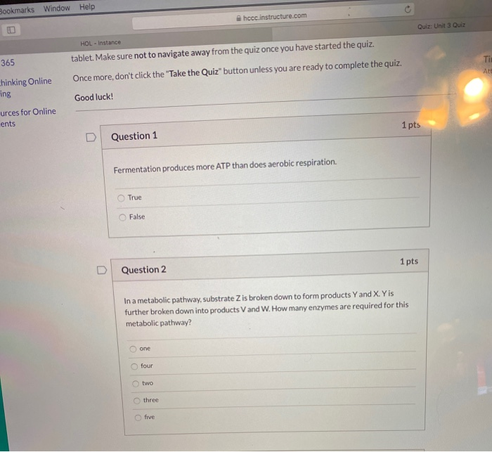 Solved hccc.instructure.com HOL - Instance Quiz: Unit 3 Quiz | Chegg.com