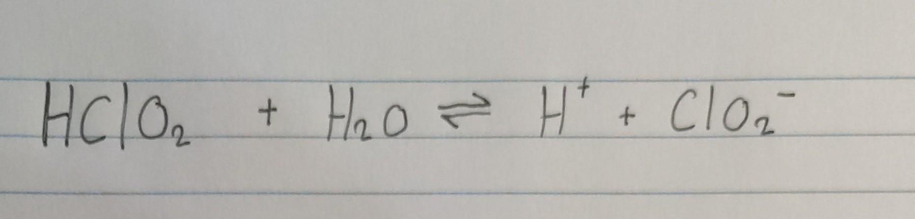 Solved HClO2+H2O⇌H++ClO2− | Chegg.com