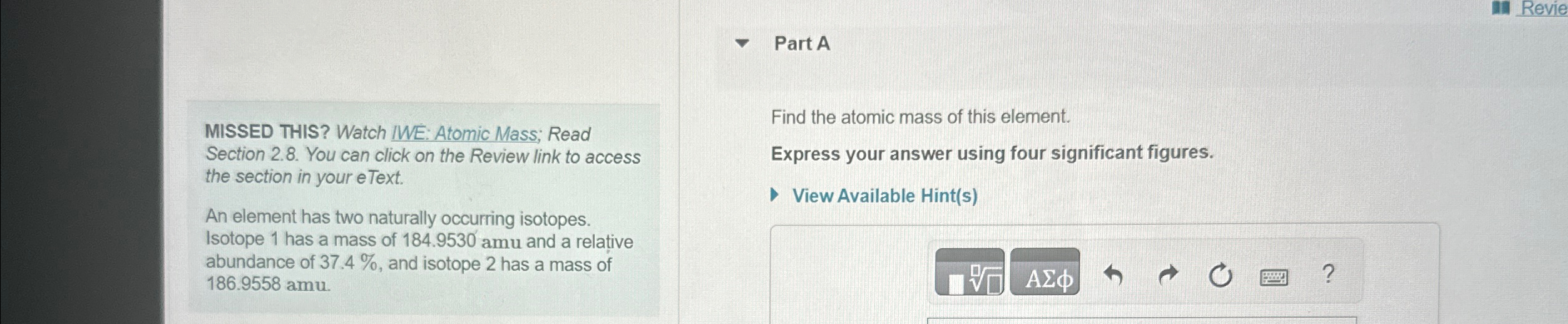 Solved An element has two naturally occurring isotopes. | Chegg.com