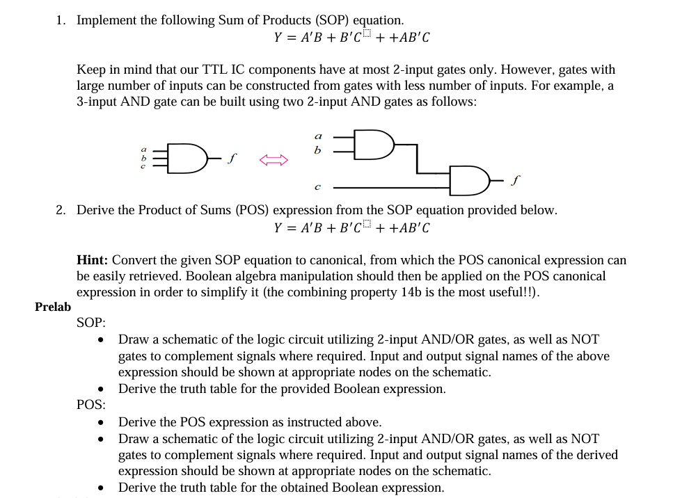 Implement the following Sum of Products (SOP) | Chegg.com