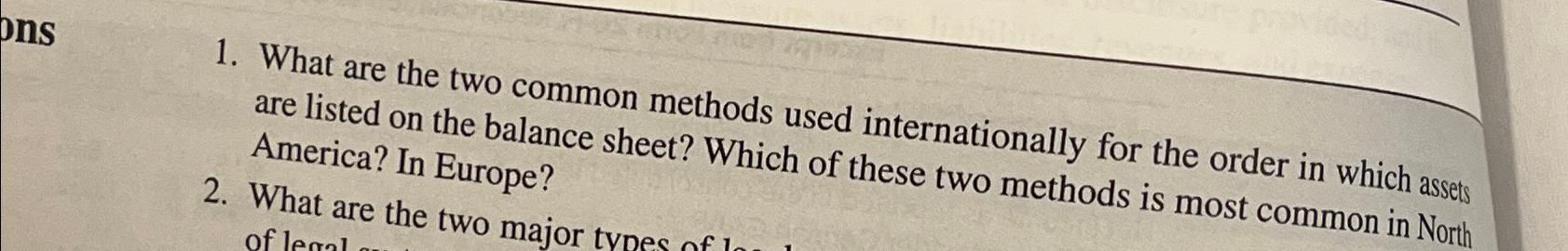 Solved What are the two common methods used internationally | Chegg.com
