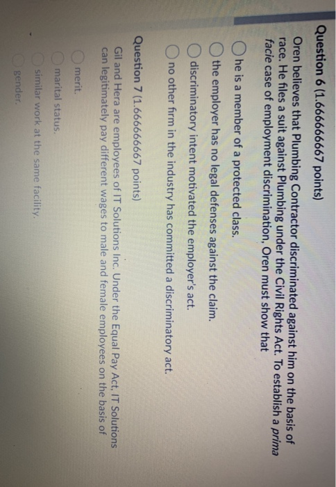 Solved Question 6 (1.666666667 points) Oren believes that | Chegg.com