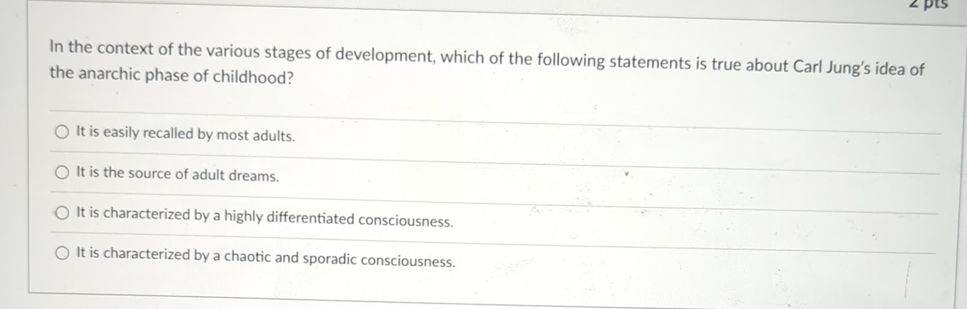 Solved In the context of the various stages of development, | Chegg.com