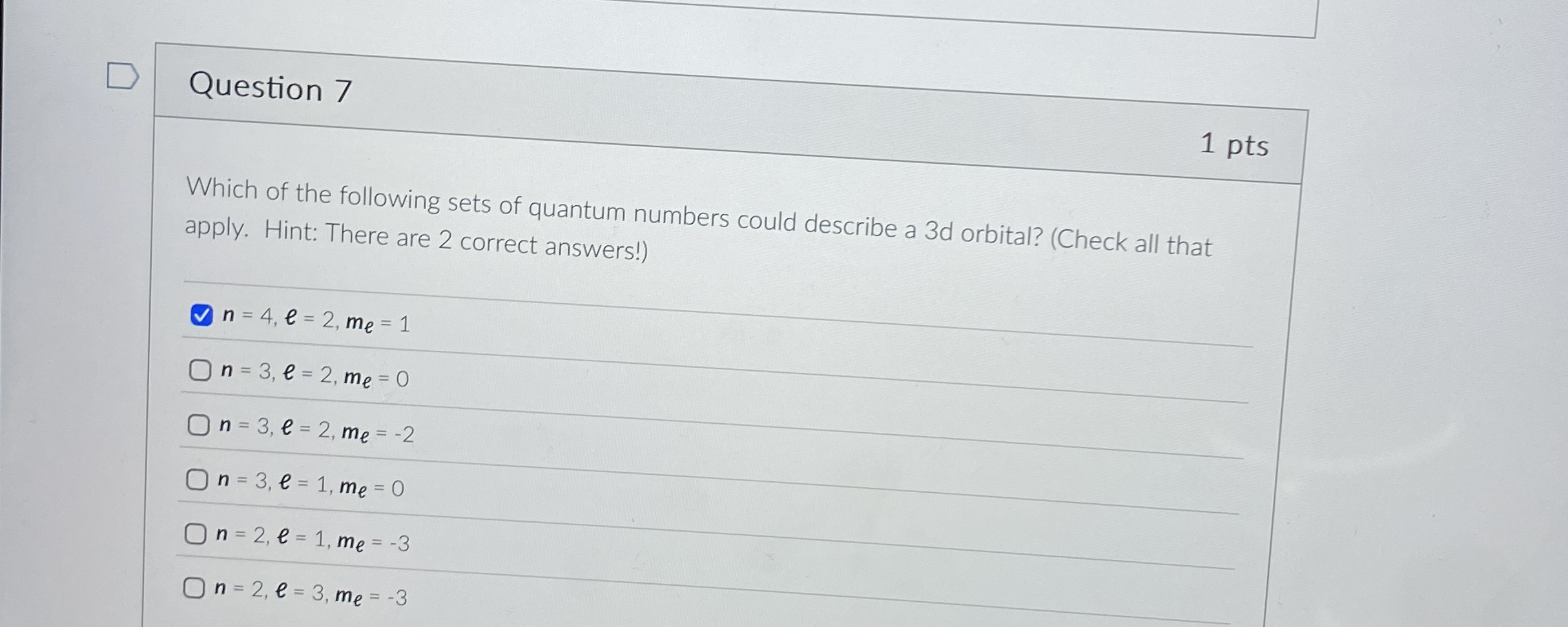 Solved Question 71 ﻿ptsWhich of the following sets of | Chegg.com