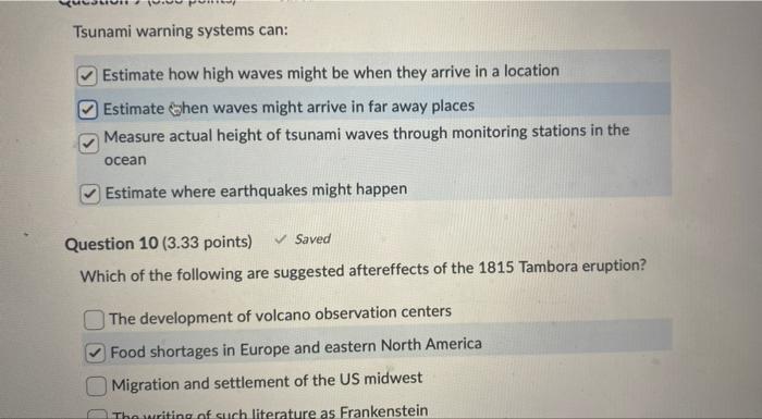 Solved Tsunami warning systems can: Estimate how high waves | Chegg.com