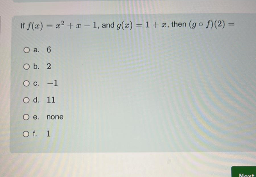 Solved If f(x)=x2+x-1, ﻿and g(x)=1+x, ﻿then | Chegg.com