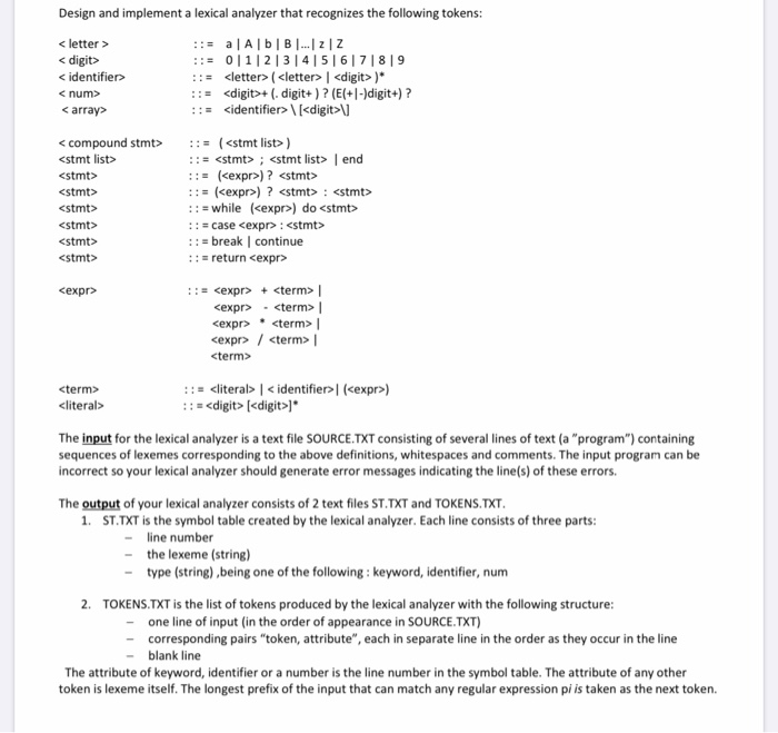 Solved Design Implement Lexical Analyzer Recognizes Following