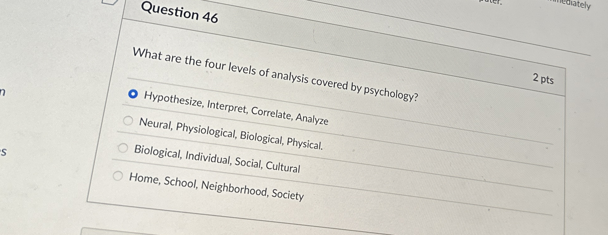 Solved Question 46What are the four levels of analysis | Chegg.com