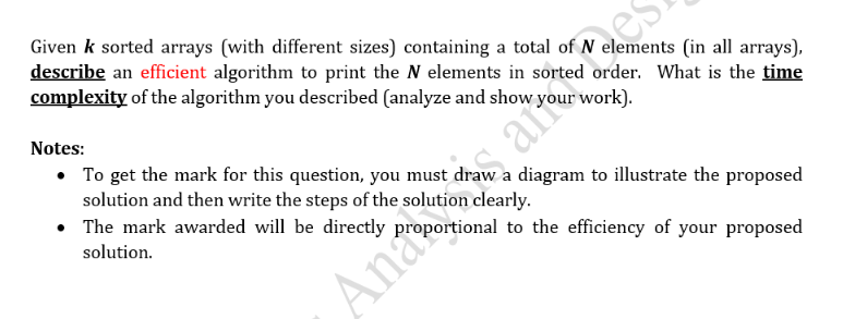 Solved Given k ﻿sorted arrays (with different sizes) | Chegg.com
