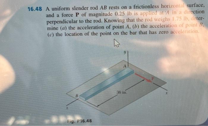 Solved 16.48 A uniform slender rod AB rests on a | Chegg.com
