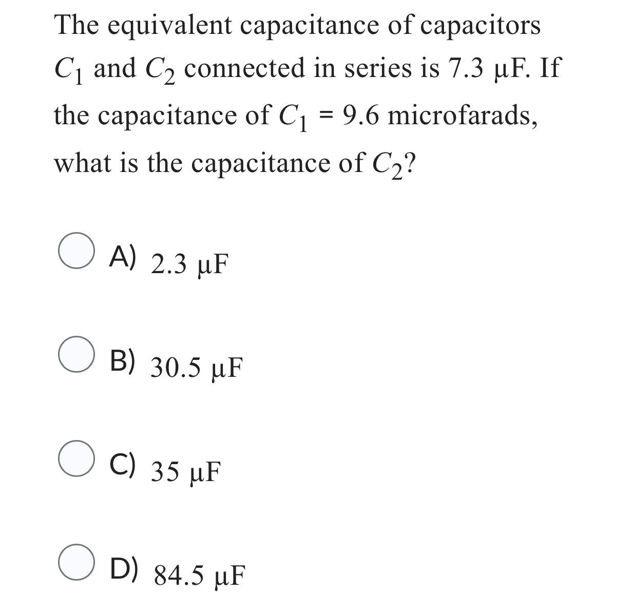 Solved The equivalent capacitance of capacitors C1 ﻿and C2 | Chegg.com