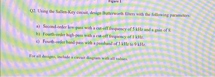 Solved Figure 1 Q2. Using the Sallen-Key circuit, design | Chegg.com Solved Figure 1 Q2. Using the Sallen-Key circuit, design | Chegg.com