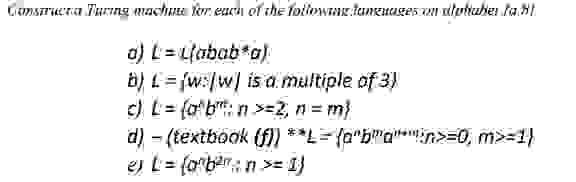 Solved Construct a Turing machine for each of the following | Chegg.com