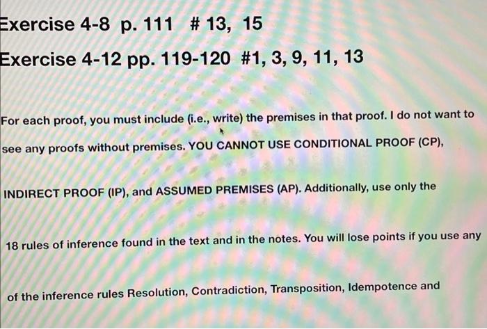 Solved Exercise 4-8 p. 111#13,15 Exercise 4-12 pp. 119-120 | Chegg.com