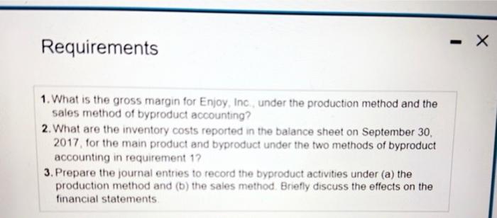 Solved 1. What is the gross margin for Enjoy, Inc, under the | Chegg.com