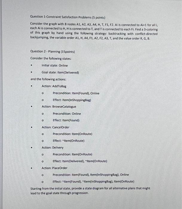 Solved Question 1-Constraint Satisfaction Problems (5 | Chegg.com