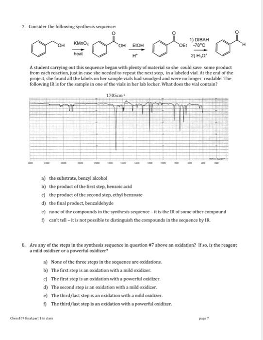 Solved 7. Consider the following synthesis sequence: H 1) | Chegg.com