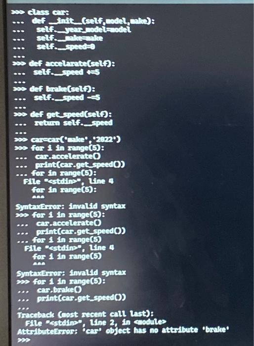 Solved i did the code but it keeps saying that car has no | Chegg.com