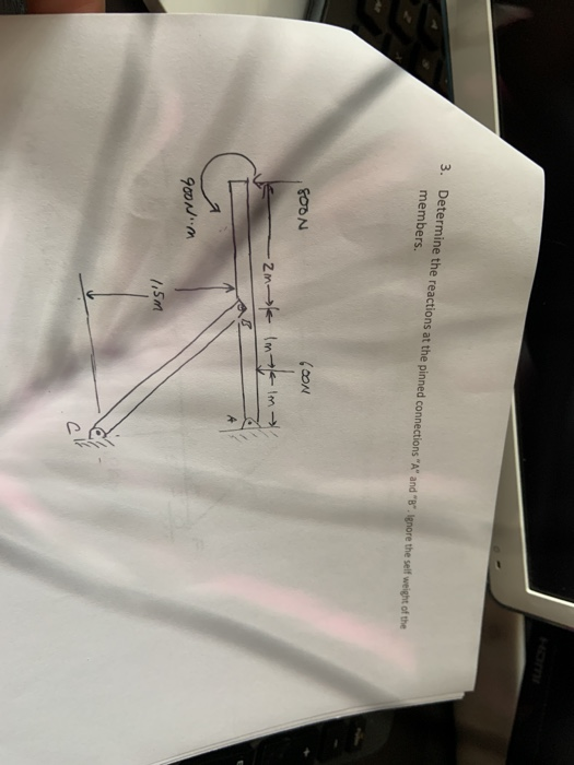 Solved 3. Determine the reactions at the pinned connections | Chegg.com