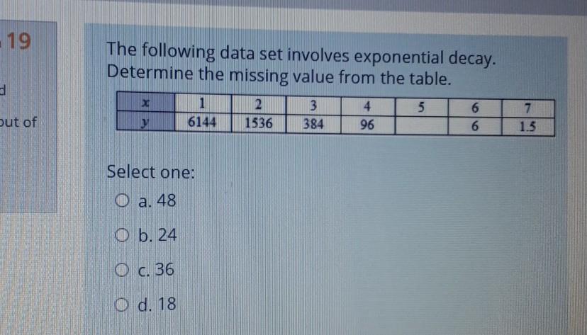 Solved - 19 The following data set involves exponential | Chegg.com
