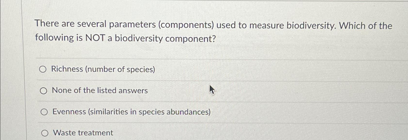 Solved There are several parameters (components) ﻿used to | Chegg.com