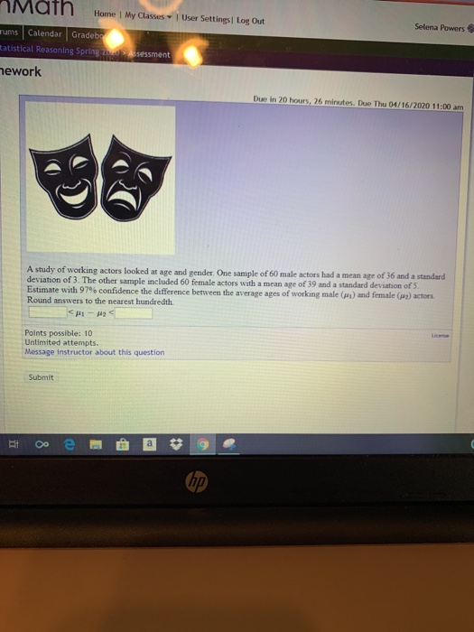 Solved Selena Powers Math ums Calendar Gradebe tatistical | Chegg.com