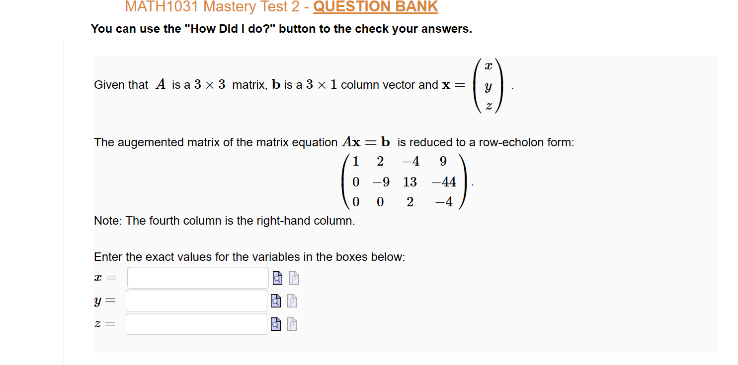 Solved MATH1031 ﻿Mastery Test 2 - ﻿QUESTION BANK You can use | Chegg.com