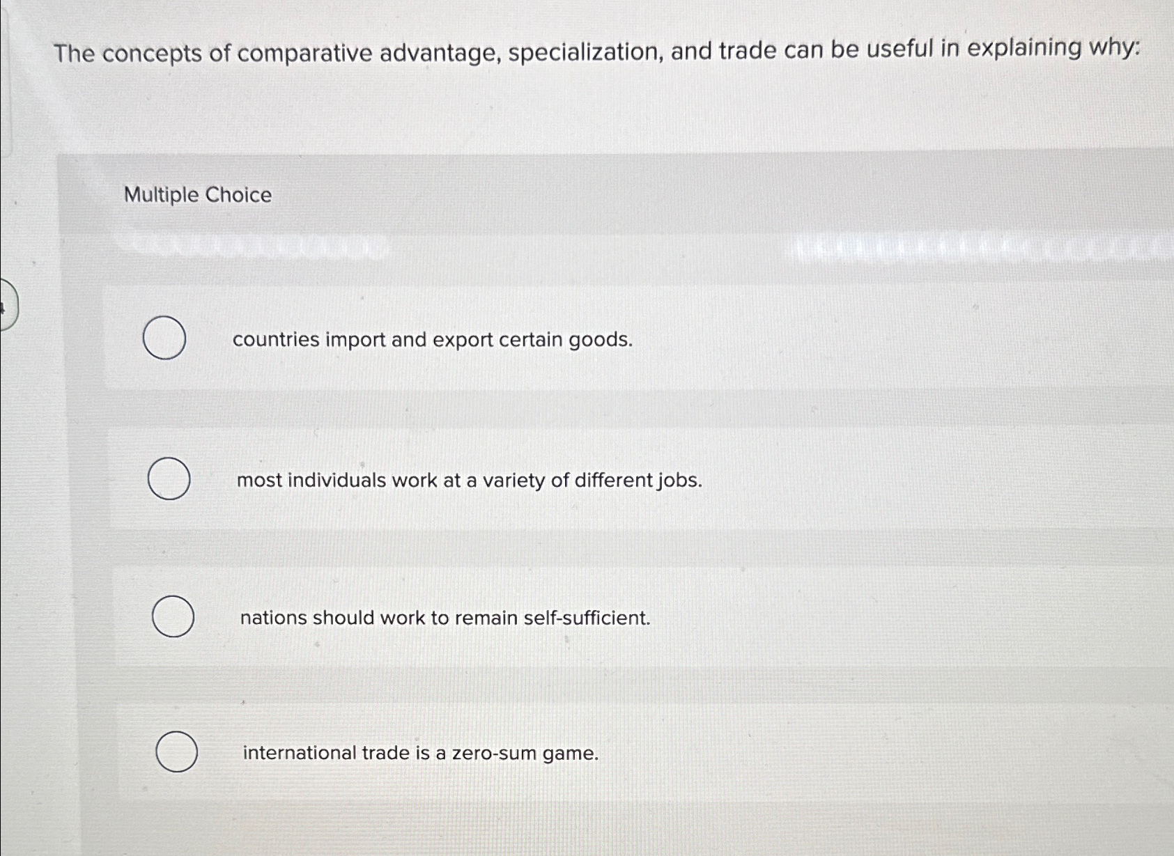 Solved The concepts of comparative advantage, | Chegg.com