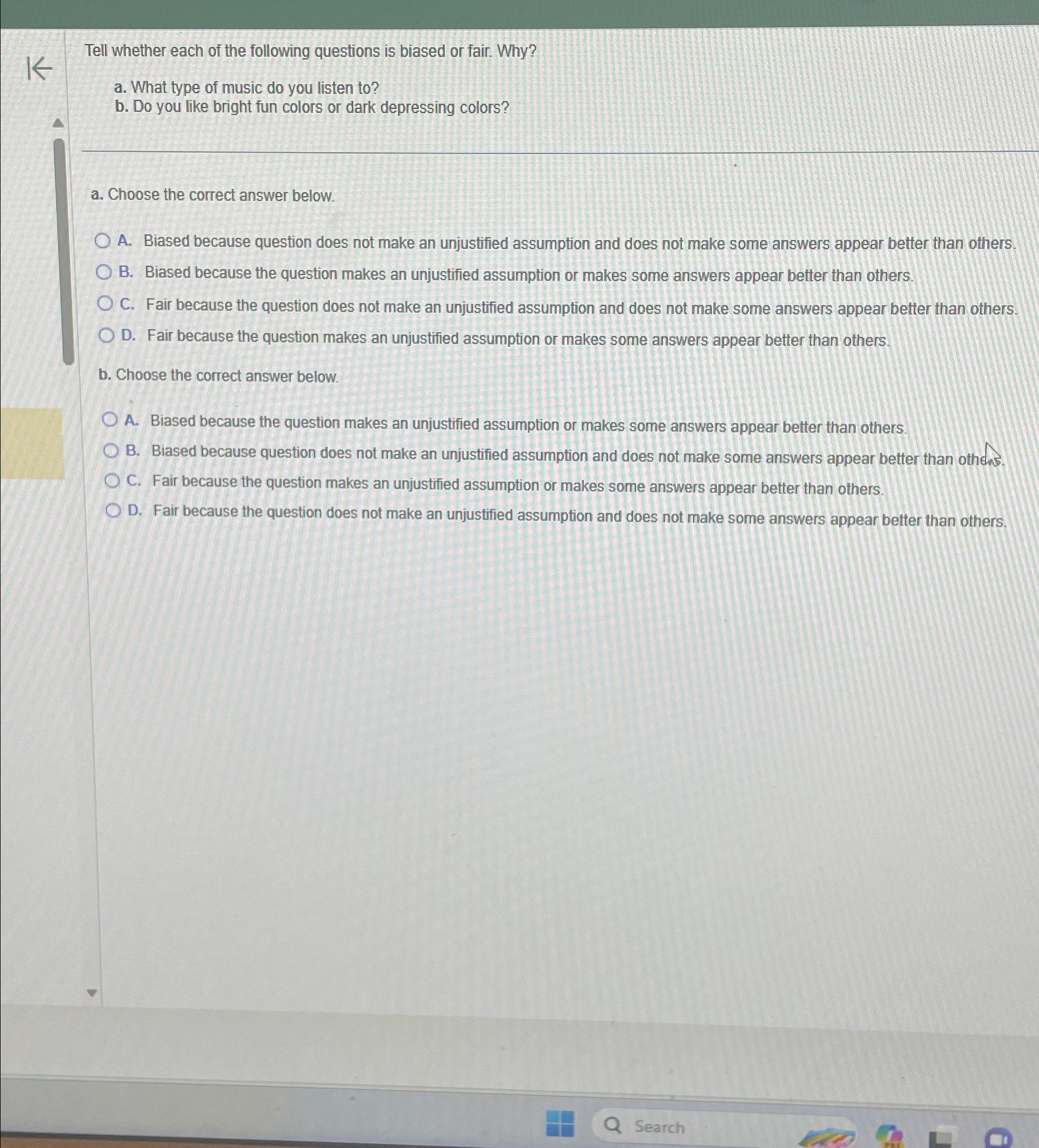 Solved Tell whether each of the following questions is | Chegg.com