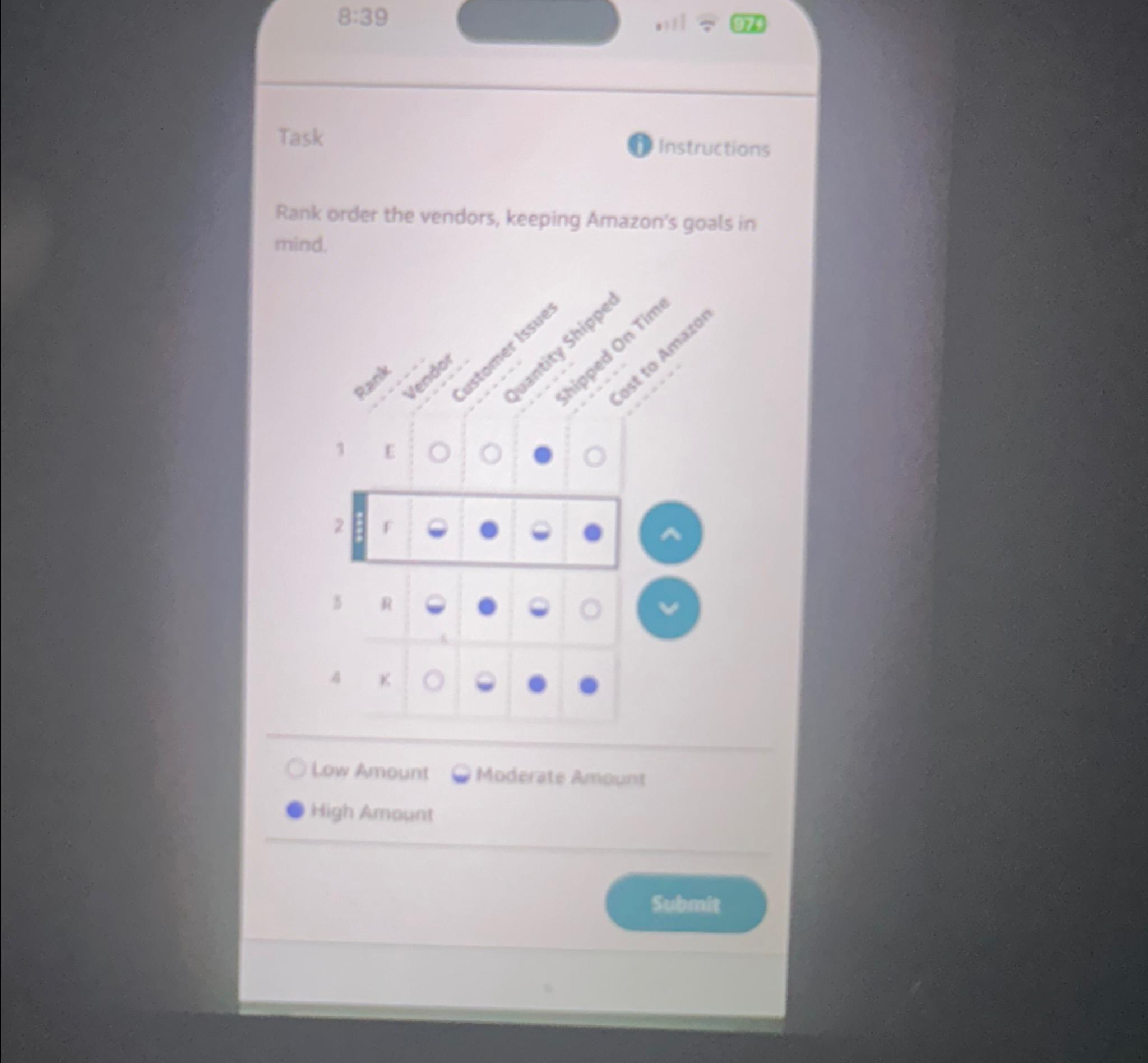 Solved TaskinstructionsRank order the vendors, keeping | Chegg.com