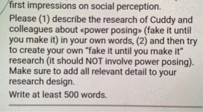 Solved first impressions on social perception. Please (1) | Chegg.com