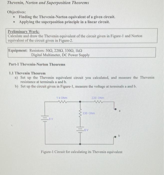 Solved Thevenin, Norton and Superposition Theorems | Chegg.com
