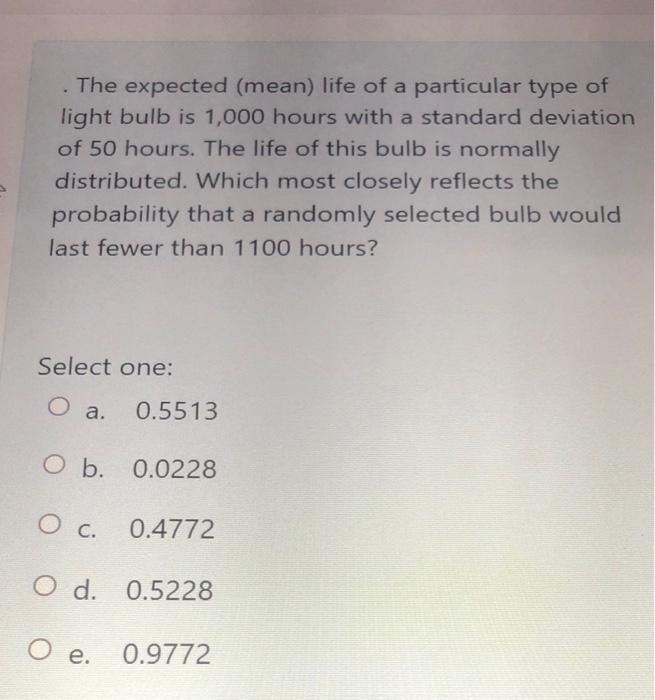 Solved The expected (mean) life of a particular type of | Chegg.com