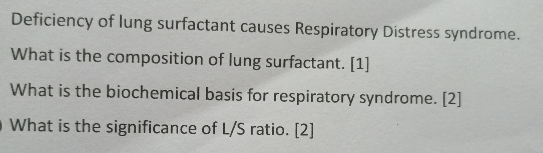 Solved Deficiency of lung surfactant causes Respiratory | Chegg.com